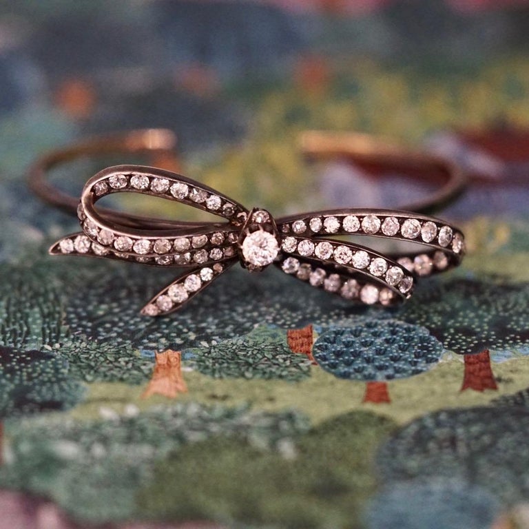 Late 19th Century, Diamond Bow Bangle For Sale at 1stDibs