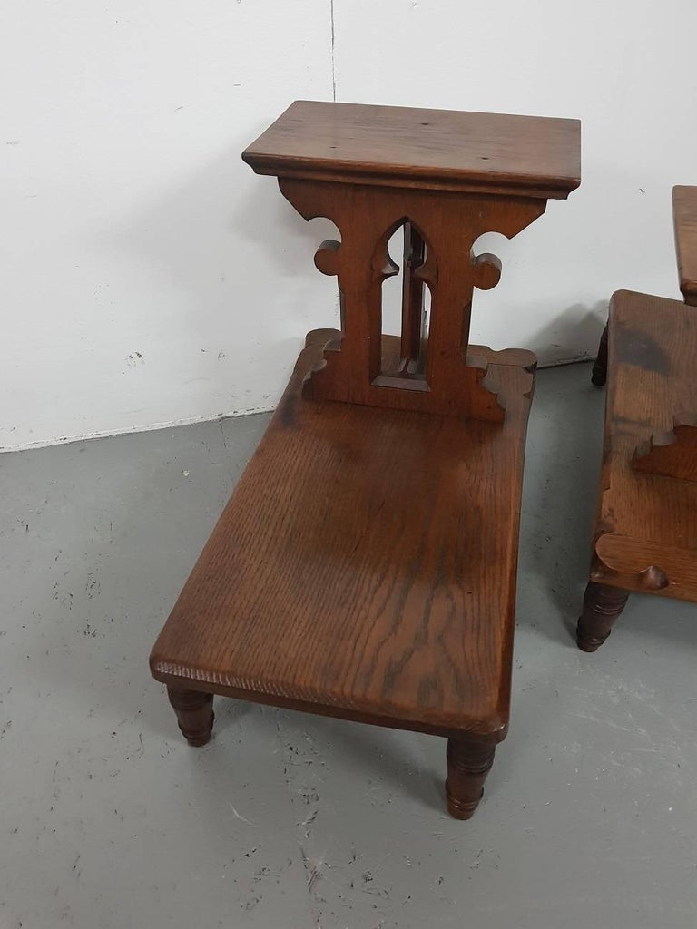 Late 19th Century Dutch Oak Stools in Gothic Style at 1stDibs