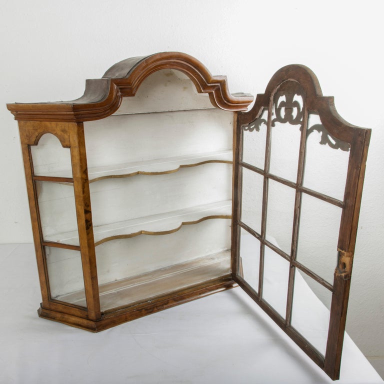 Late 19th Century Dutch Walnut Wall Cabinet or Table Top Vitrine with ...