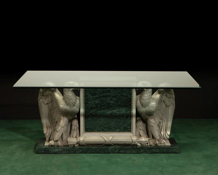 Late 19th Century English Metal and Marble Double-Eagle Table For Sale ...