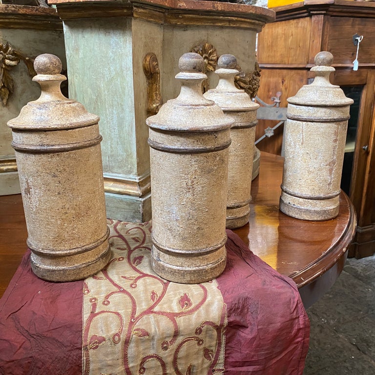 Late 19th Century Four Lacquered Wood Florentine Apothecary Jars For ...