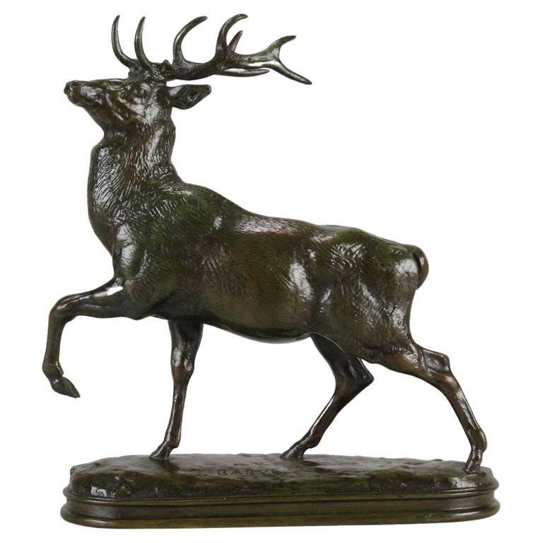 Late 19th Century French Animalier bronze entitled "Cerf La Jambe Levée ...