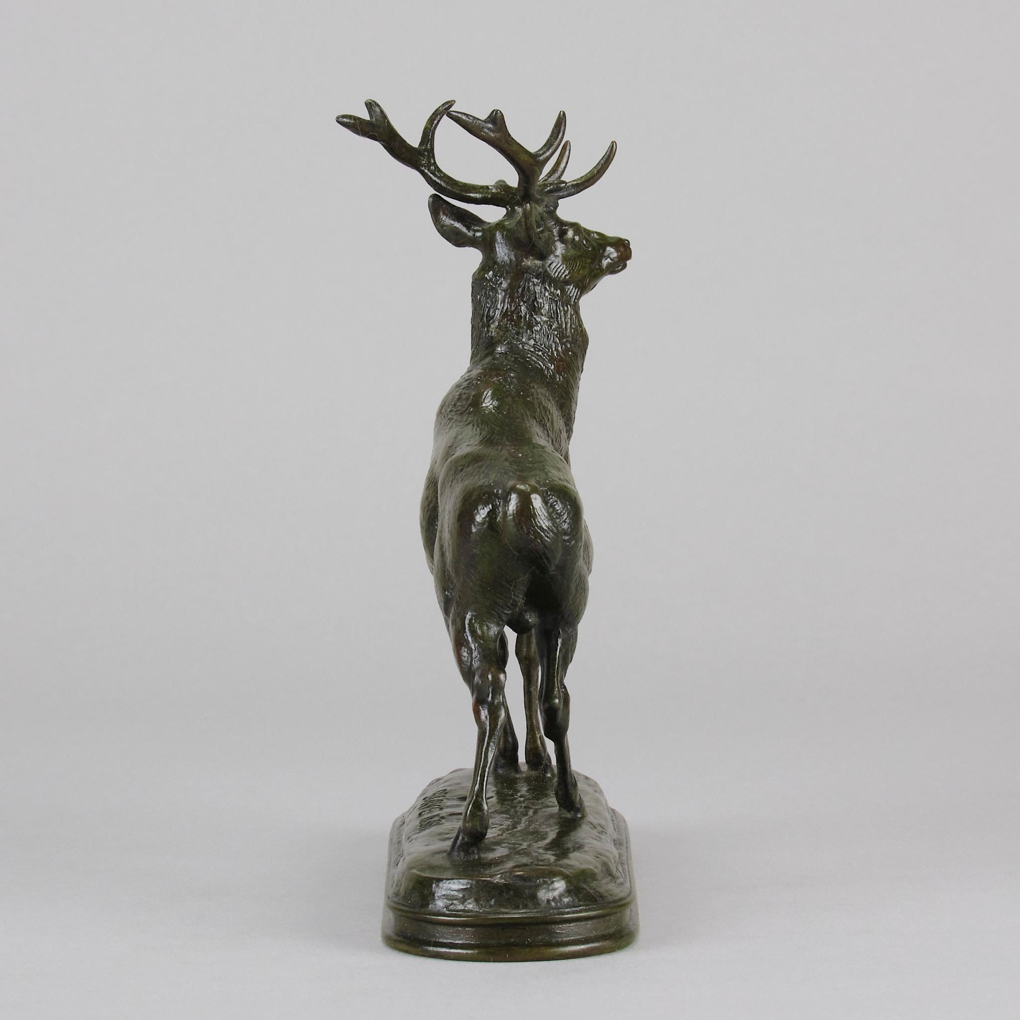 Late 19th Century French Animalier bronze entitled "Cerf Qui Écoute ...