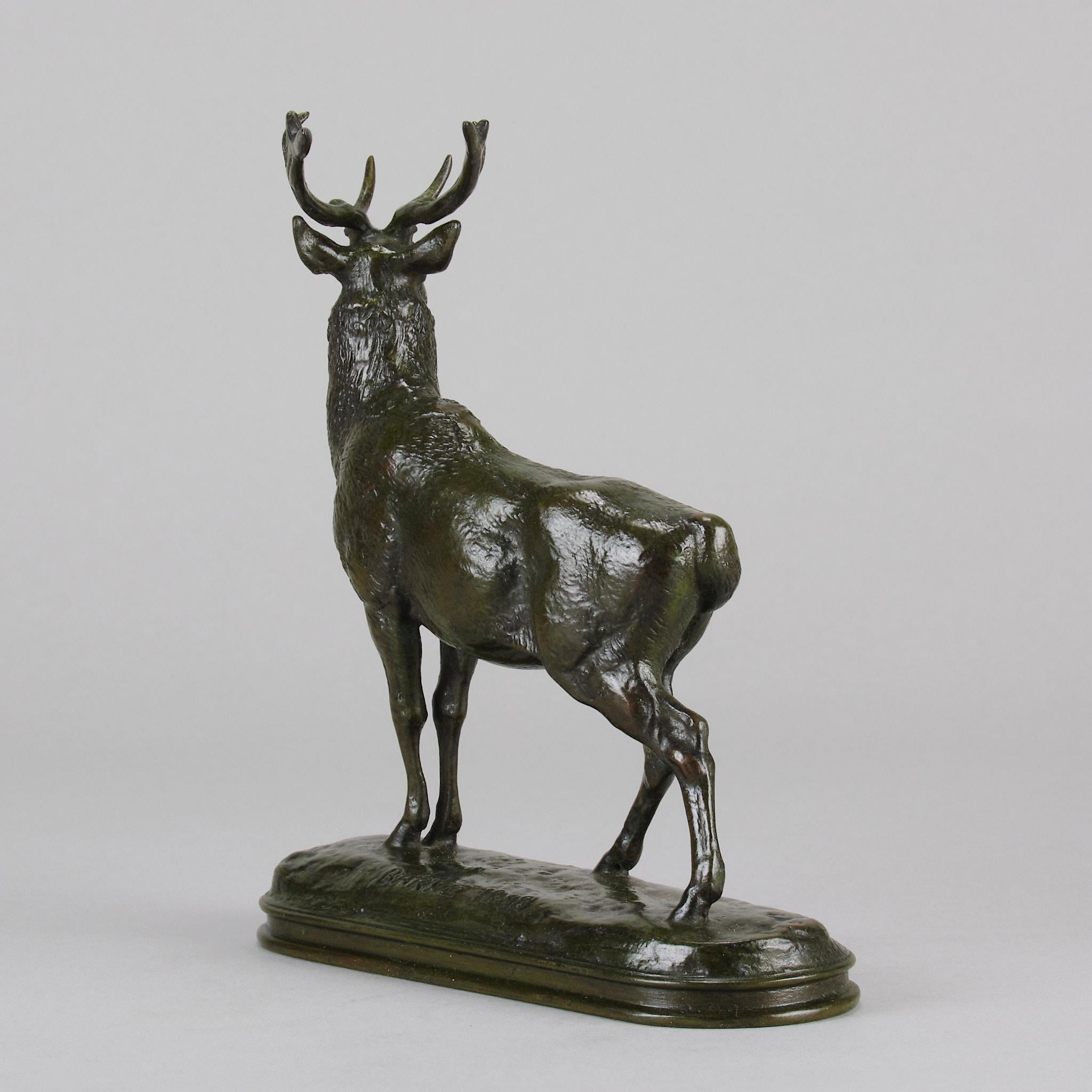 Late 19th Century French Animalier bronze entitled "Cerf Qui Écoute ...