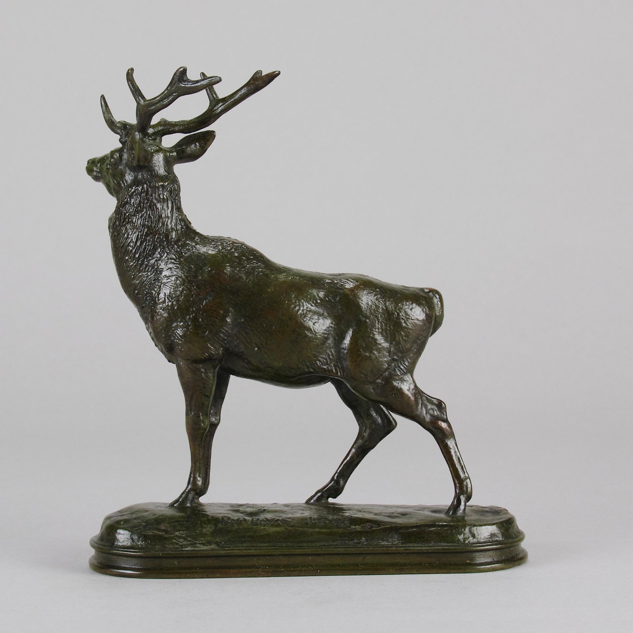 Late 19th Century French Animalier bronze entitled "Cerf Qui Écoute ...