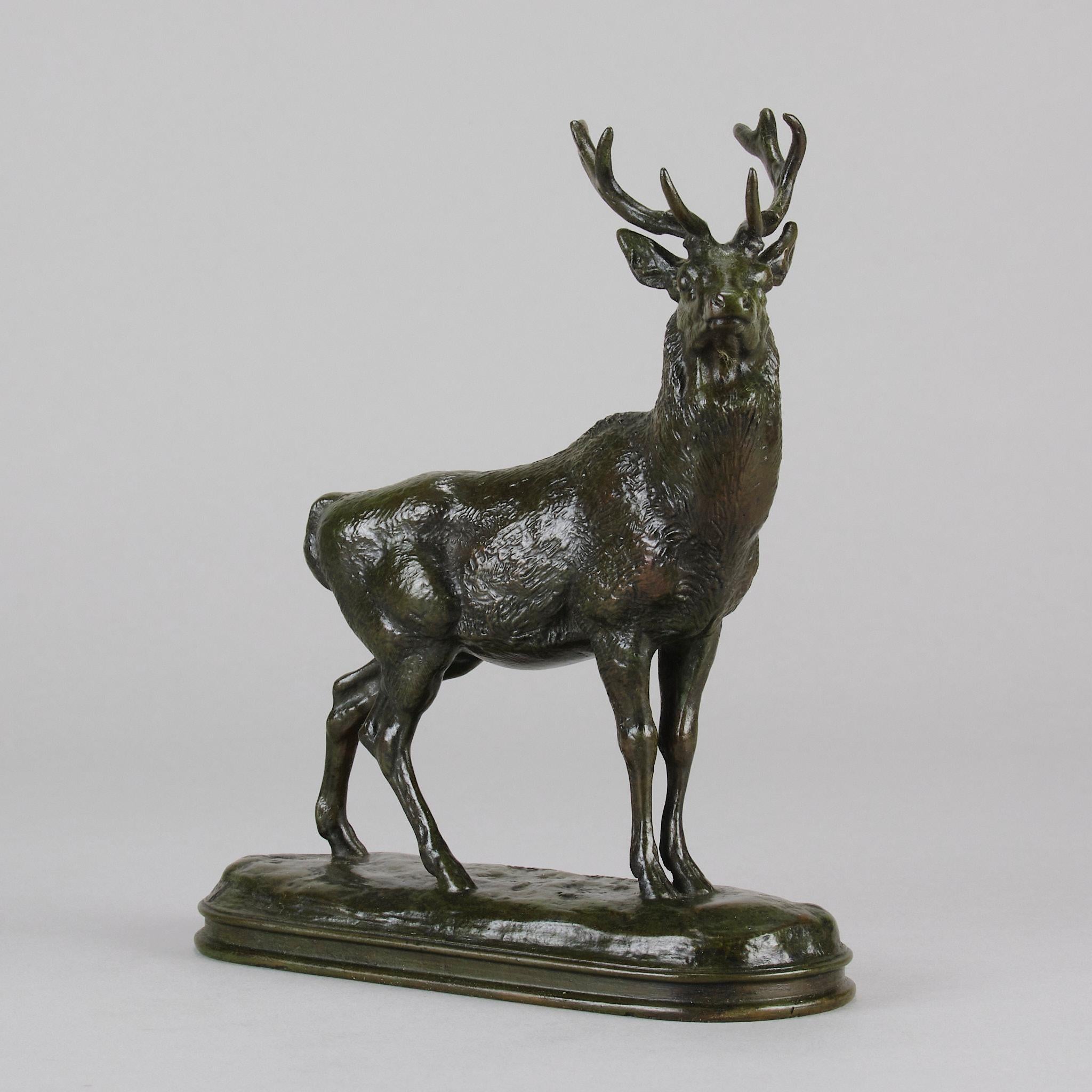 Late 19th Century French Animalier bronze entitled "Cerf Qui Écoute ...