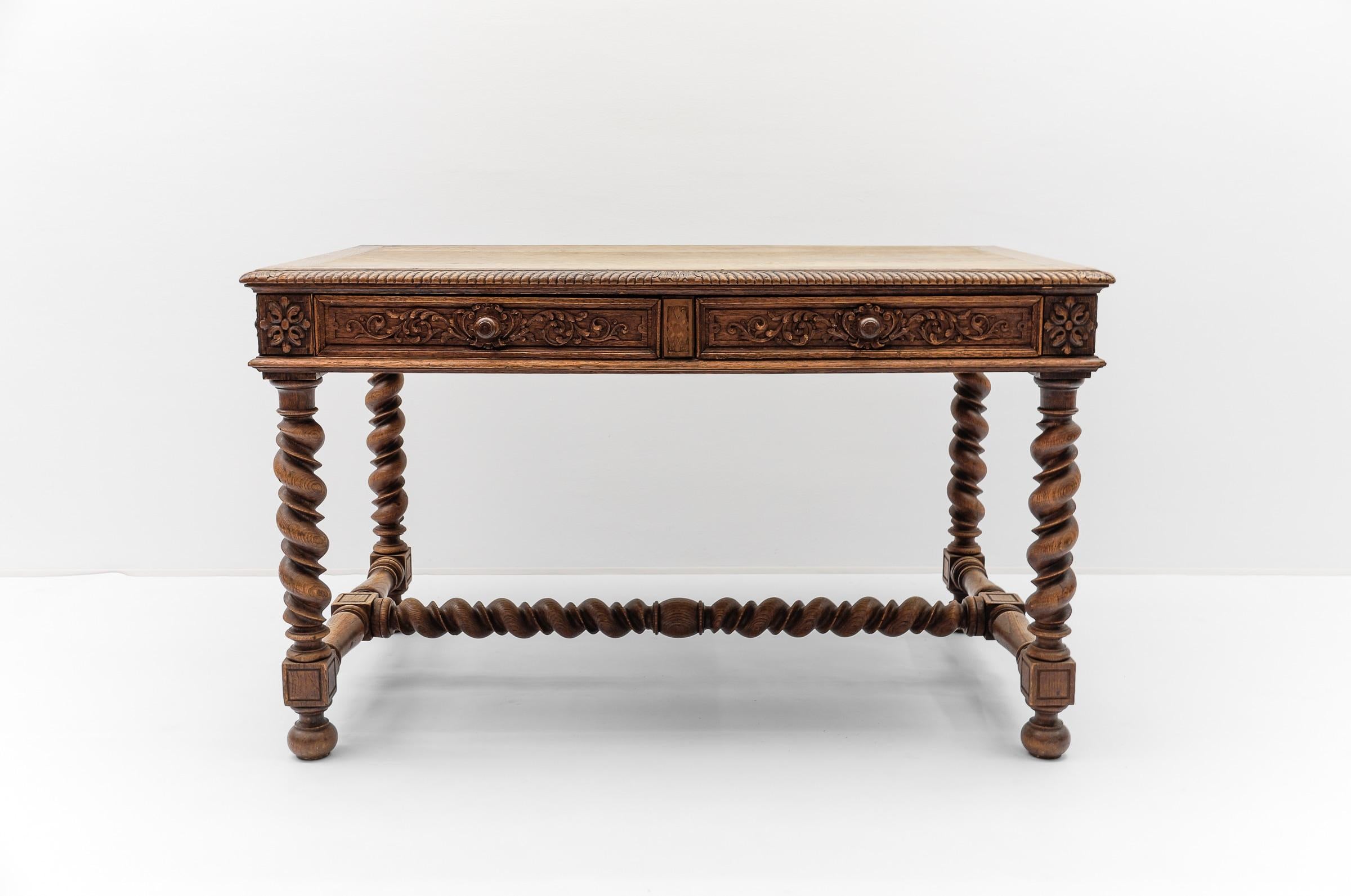 Late 19th Century French Barley Twist Writing Desk For Sale at 1stDibs
