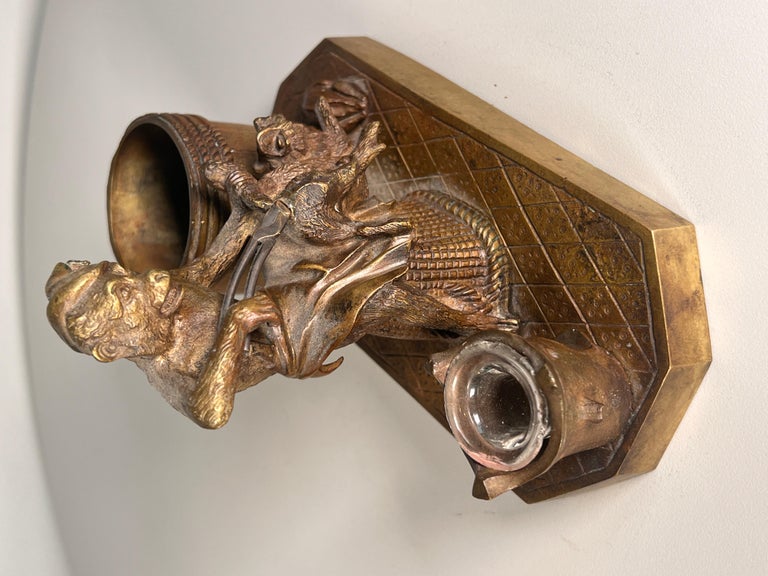 Late 19th Century French Bronze Inkwell Modelled as a Monkey Castrating ...