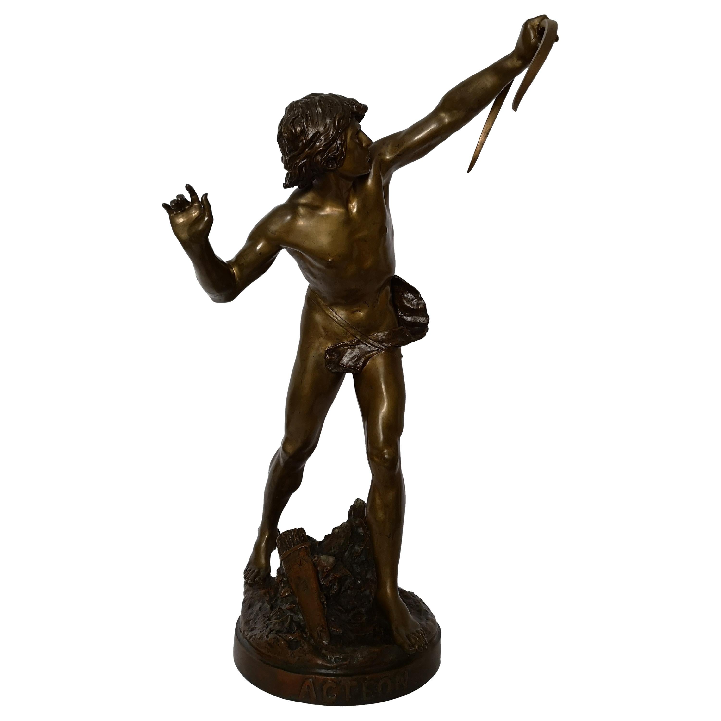 Late 19th Century French Bronze of Acteon by E. Laporte For Sale at 1stDibs