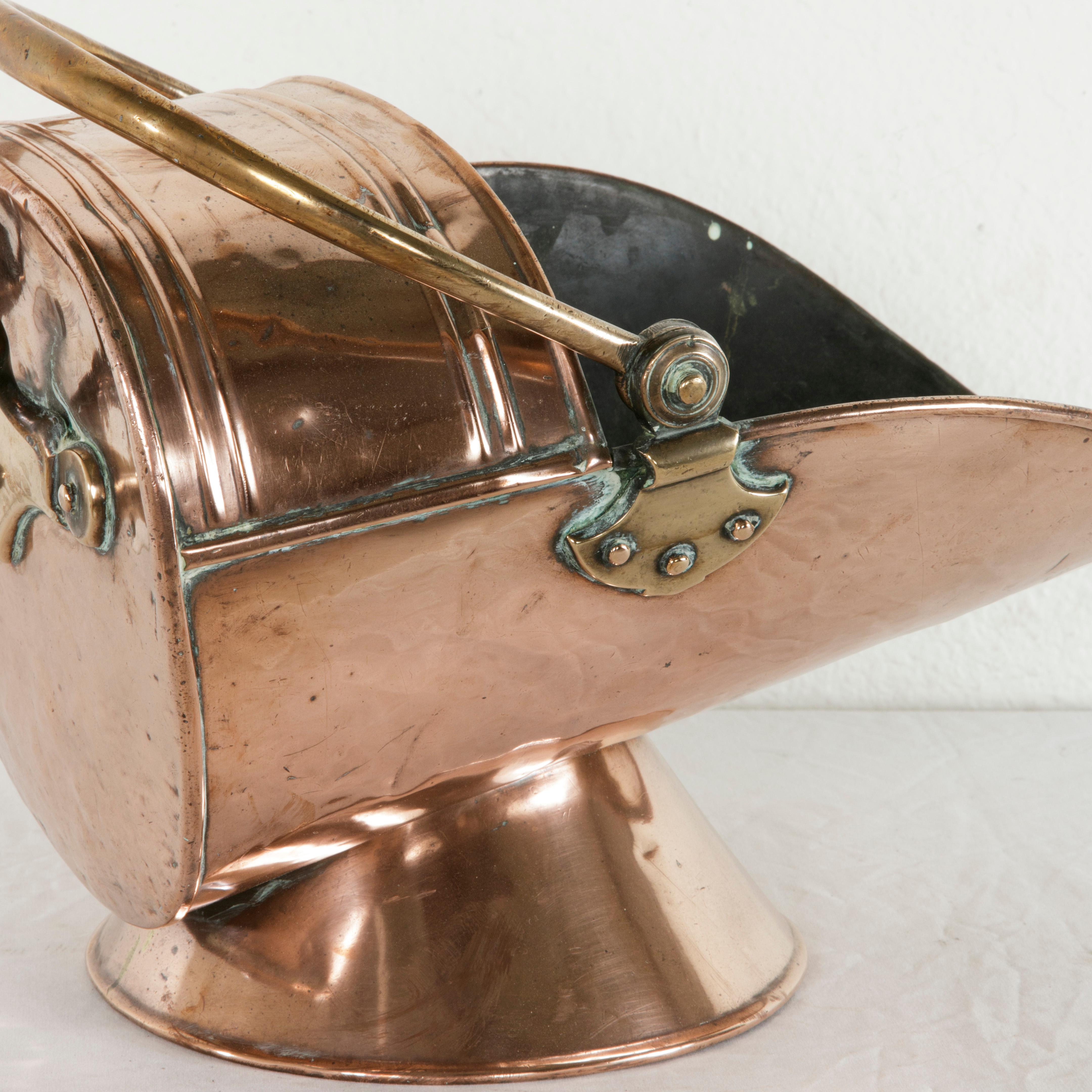 Late 19th Century French Copper Coal Bucket with Riveted Brass Handle ...