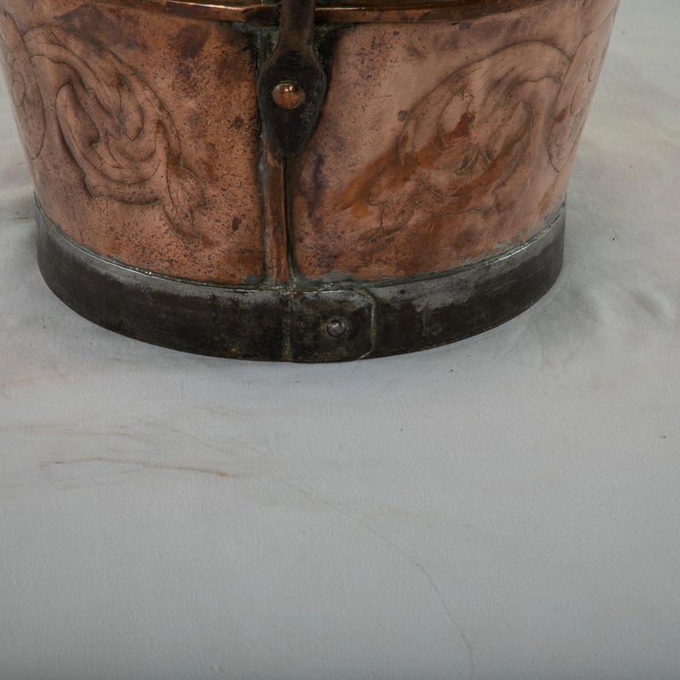 Late 19th Century French Copper Repousse Pitcher with Iron Straps and ...