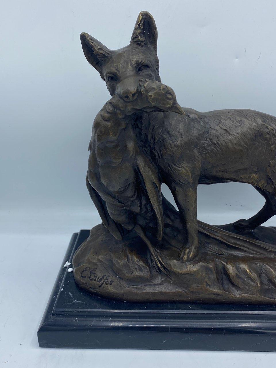 Late 19th Century French Fox and Pheasant Lost Wax Process Bronze ...
