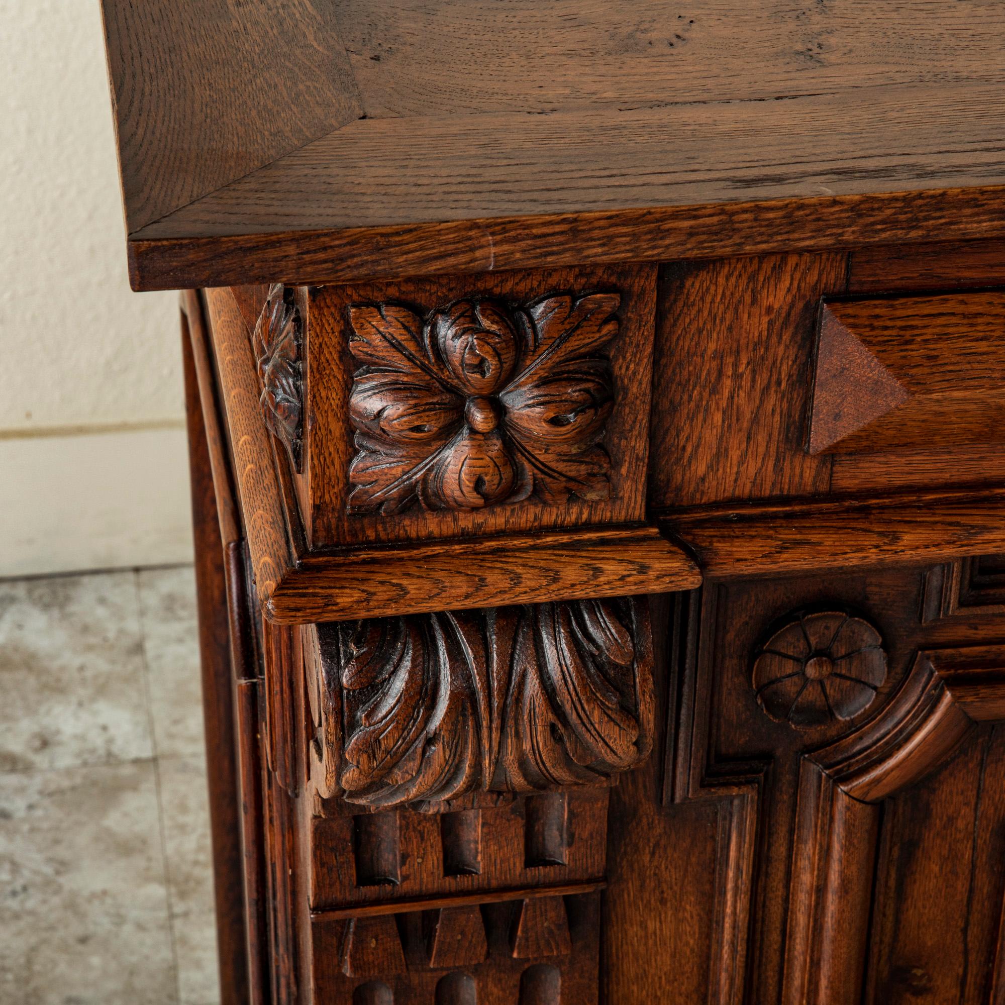 Late 19th Century French Hand Carved Oak Dry Bar, Counter, Tall Work ...