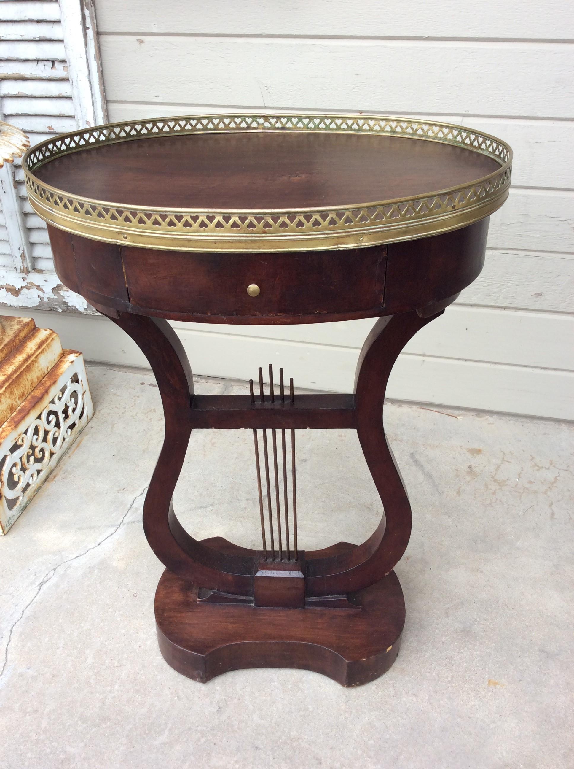 Late 19th Century French Harp or Lyre Style One Drawer Side Table For ...