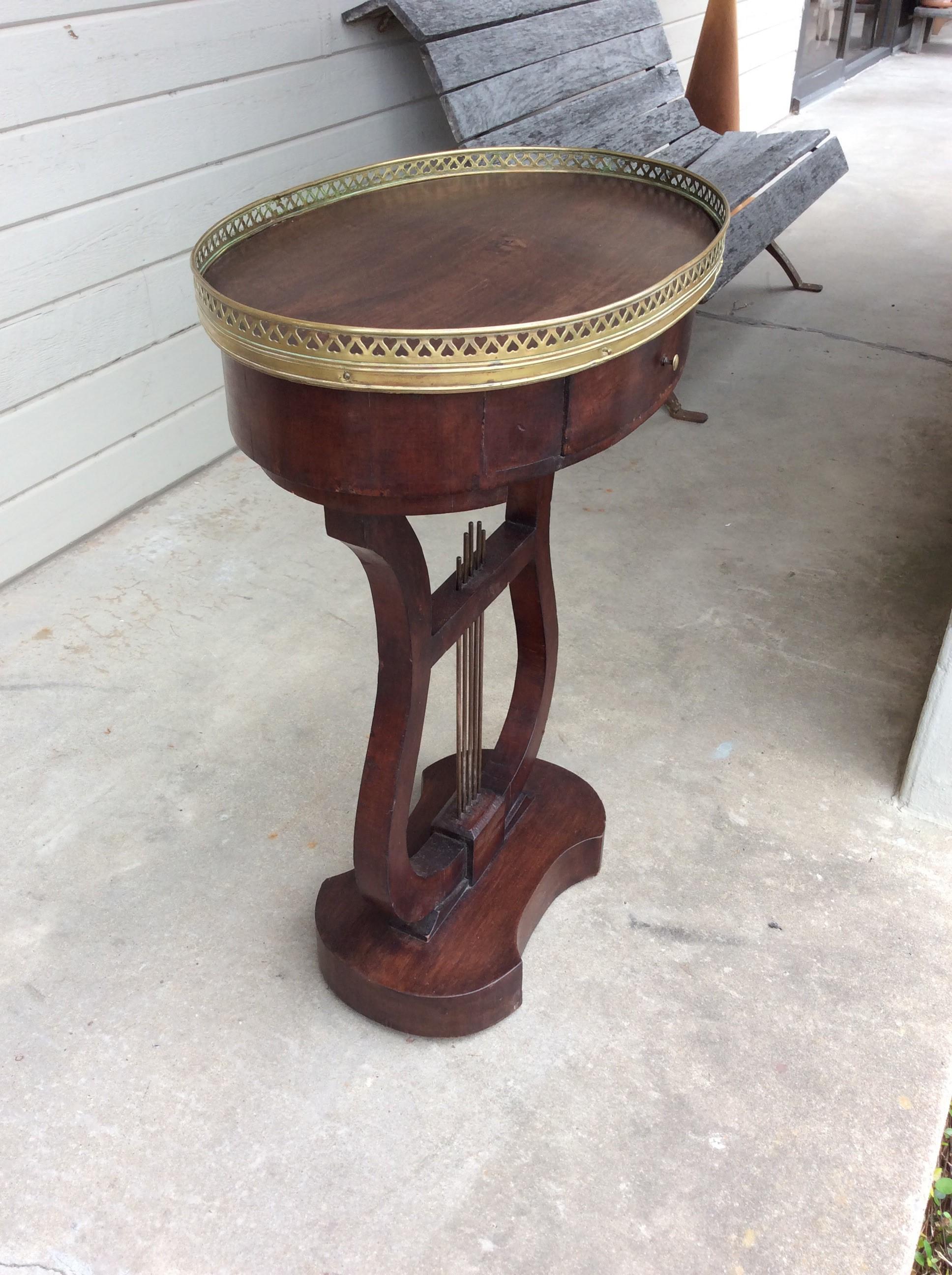 Late 19th Century French Harp or Lyre Style One Drawer Side Table For ...
