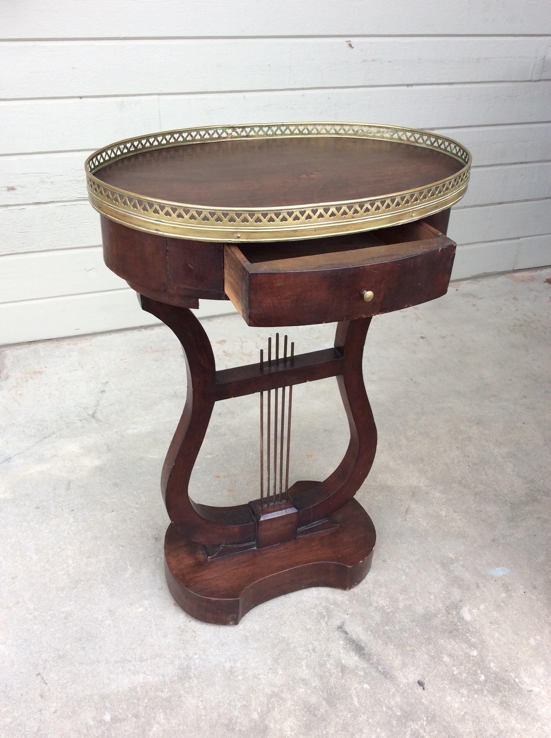 Late 19th Century French Harp or Lyre Style One Drawer Side Table For ...