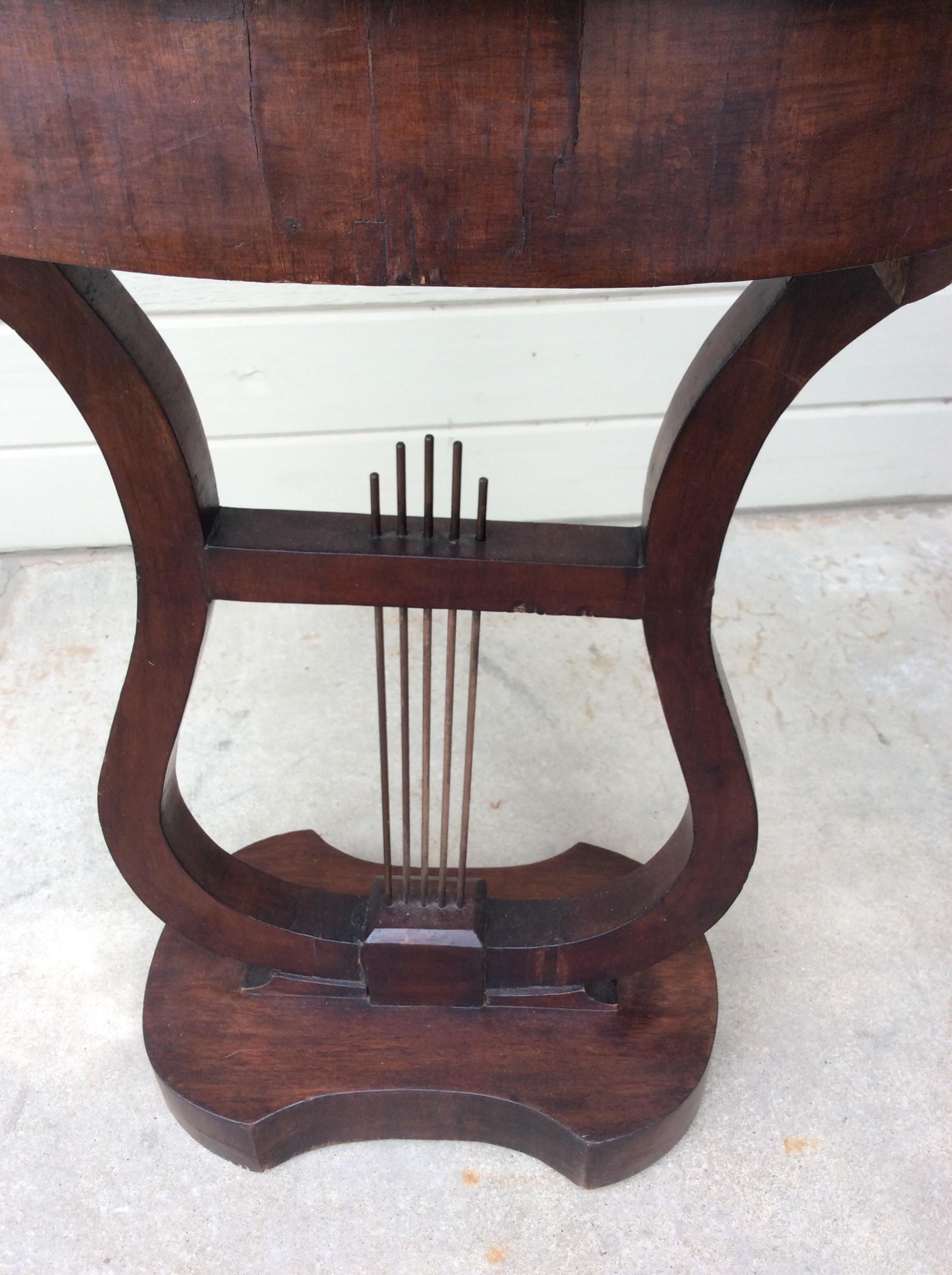 Late 19th Century French Harp or Lyre Style One Drawer Side Table For ...