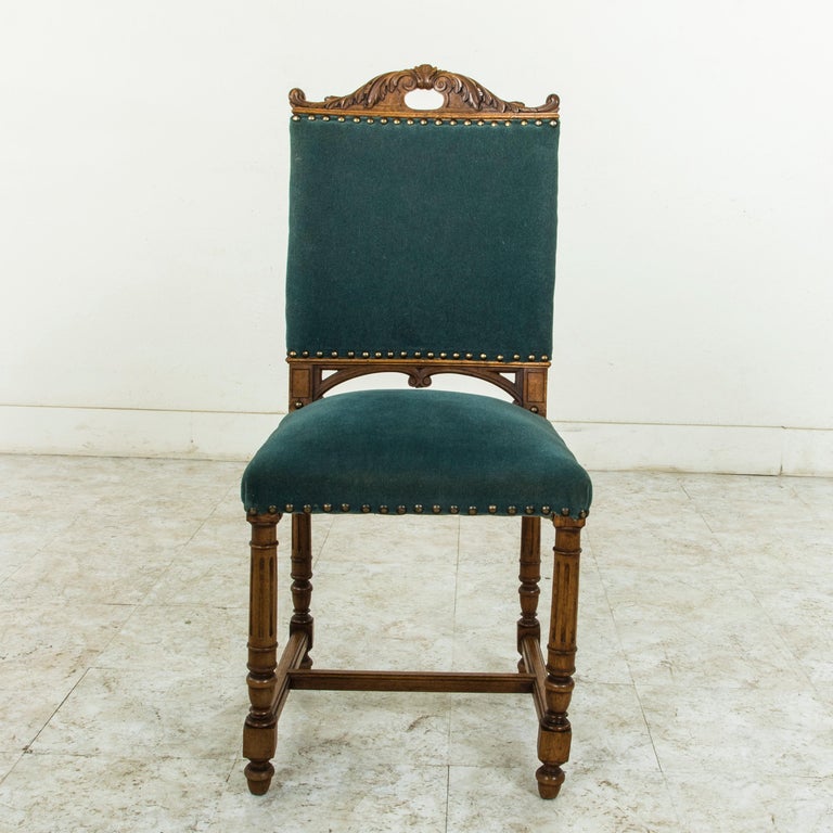 Late 19th Century French Henri II Hand Carved Walnut Desk Chair or Side ...