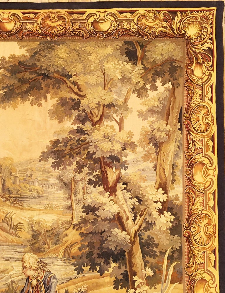 Late 19th Century French Hunting Tapestry, w/ a Nobleman and His Hound ...