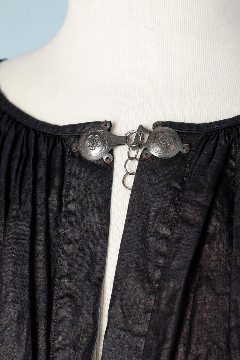 Late 19th Century French Indigo linen Maquignon Biaude with metallic ...