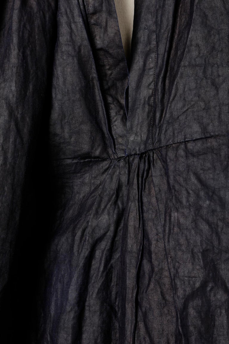 Late 19th Century French Indigo linen Maquignon Biaude with metallic ...