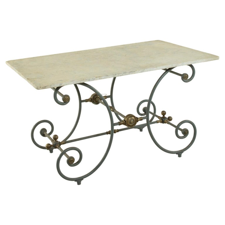 Late 19th Century French Iron and Marble Pastry Table or Butcher Table ...