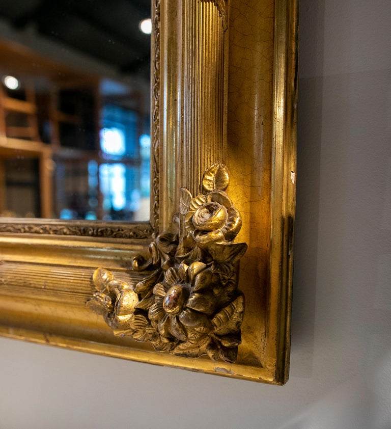 Late 19th Century French Large Baroque Giltwood Rectangular Wall Mirror ...