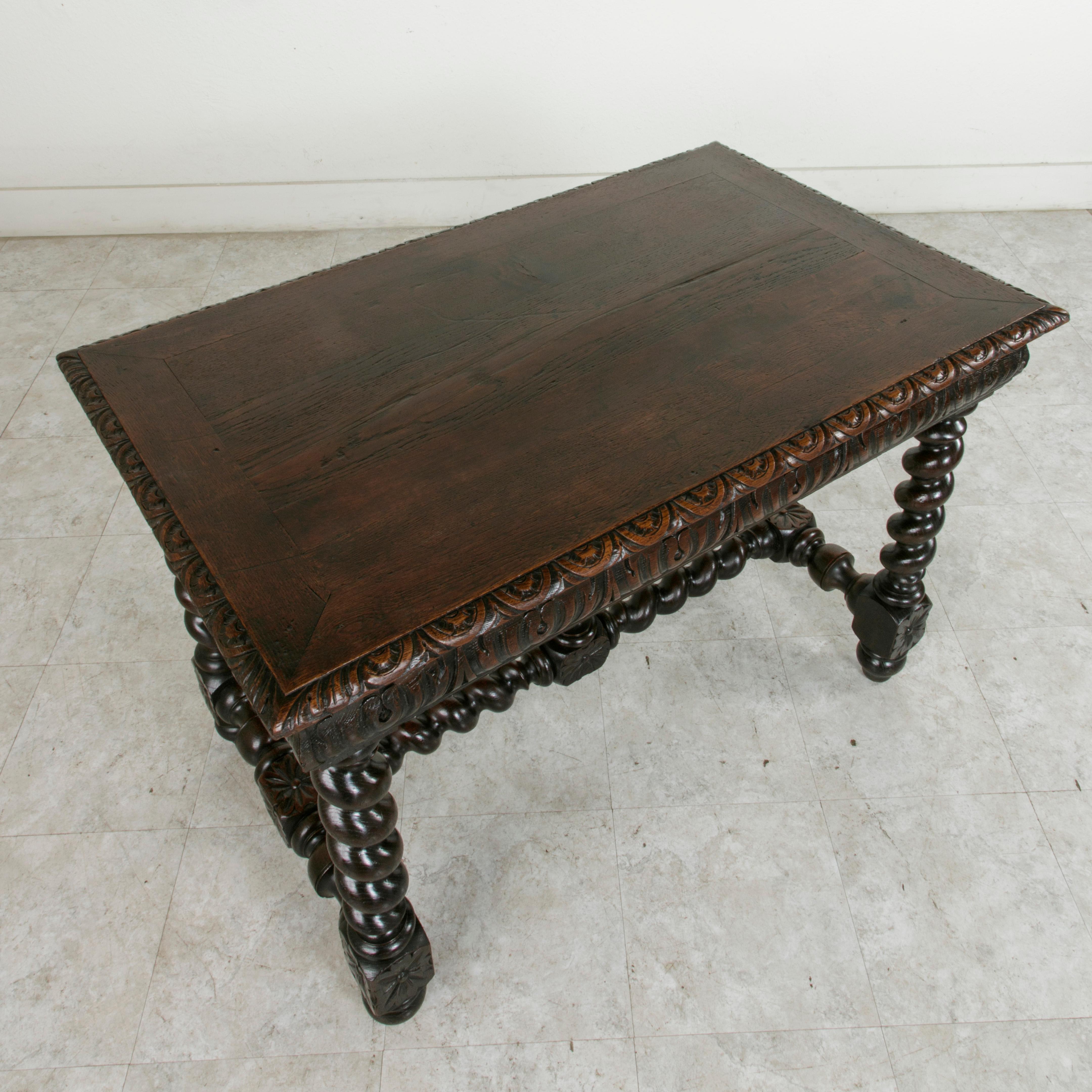 Late 19th Century French Louis XIII Style Hand-Carved Oak Desk with ...