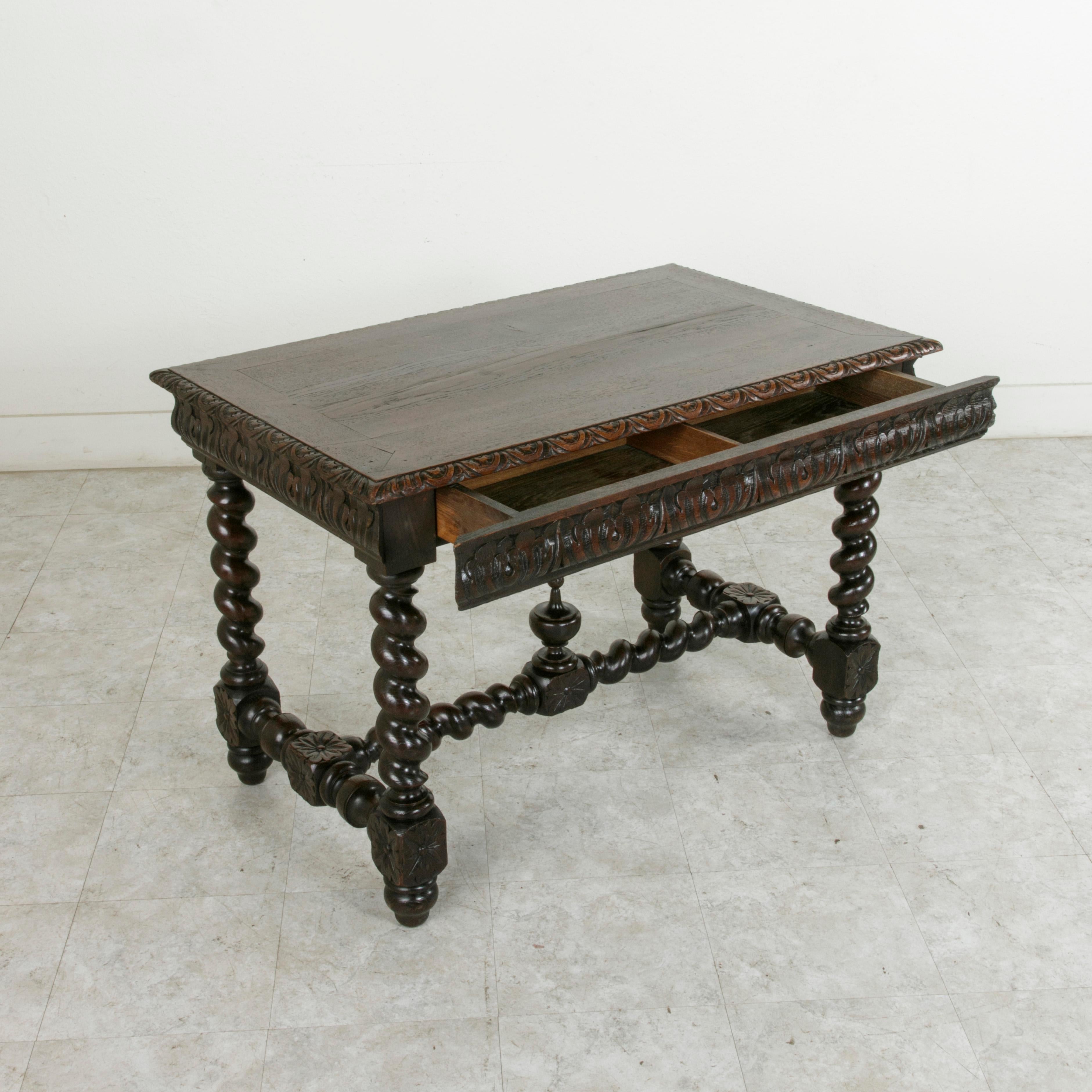 Late 19th Century French Louis XIII Style Hand-Carved Oak Desk with ...