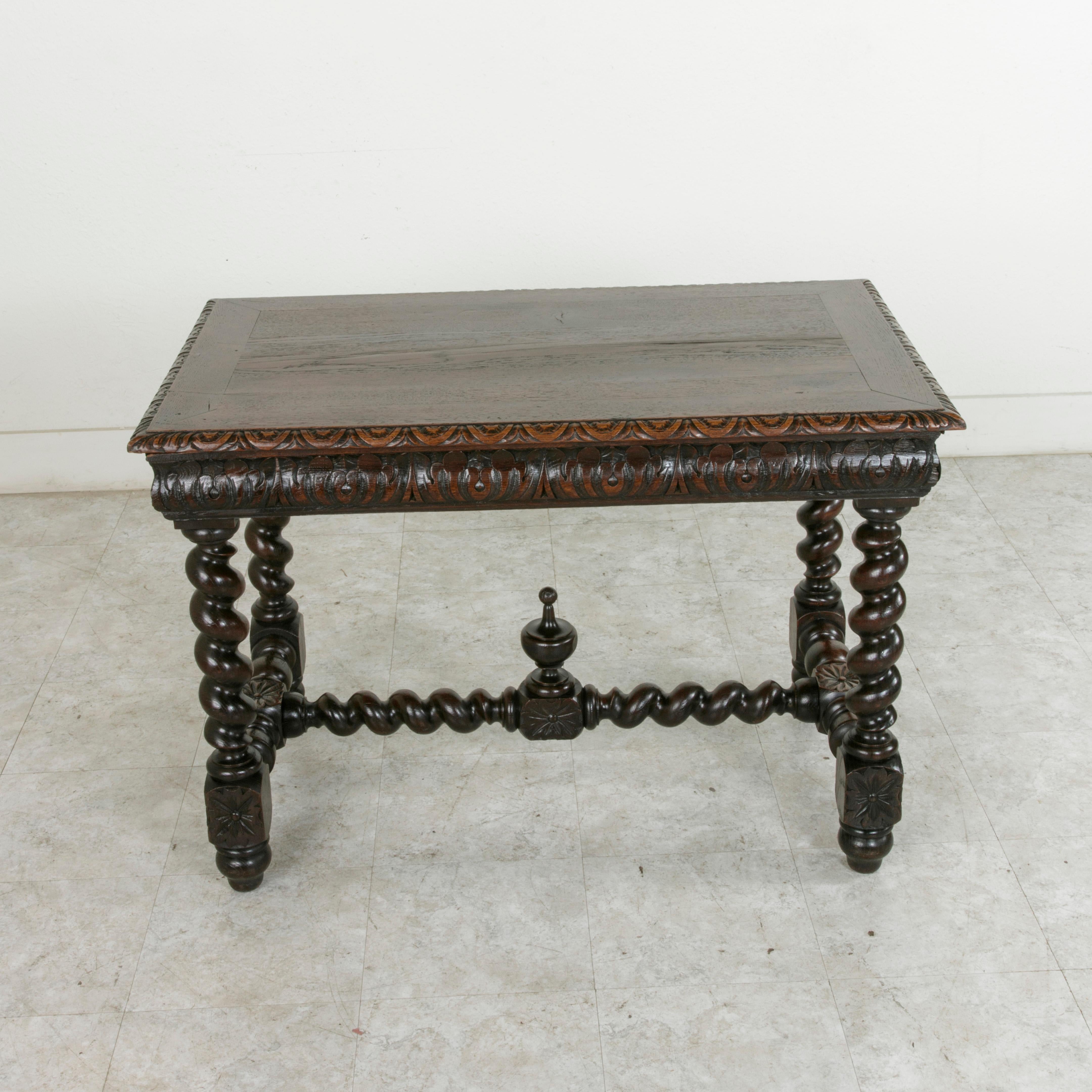 Late 19th Century French Louis XIII Style Hand-Carved Oak Desk with ...