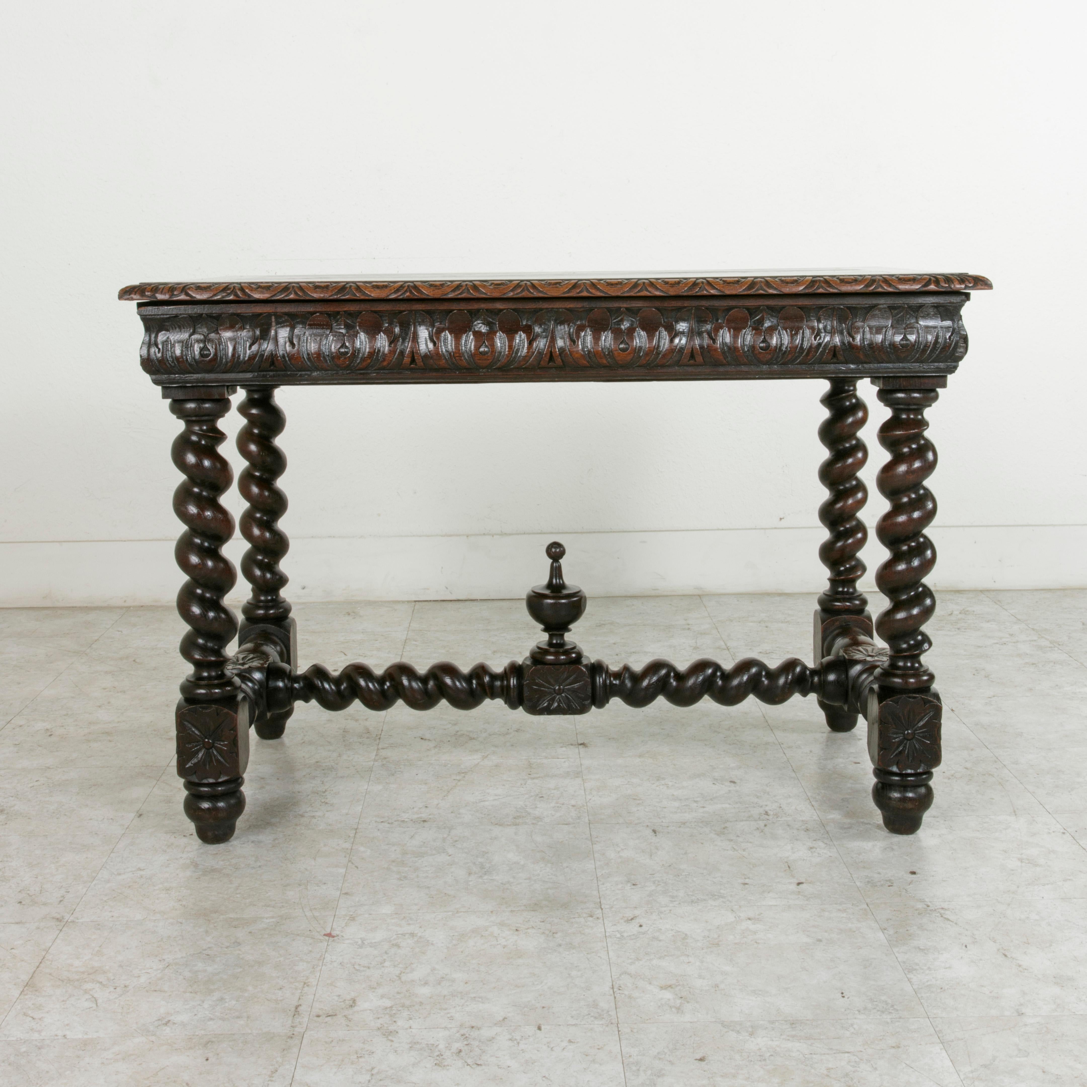 Late 19th Century French Louis XIII Style Hand-Carved Oak Desk with ...