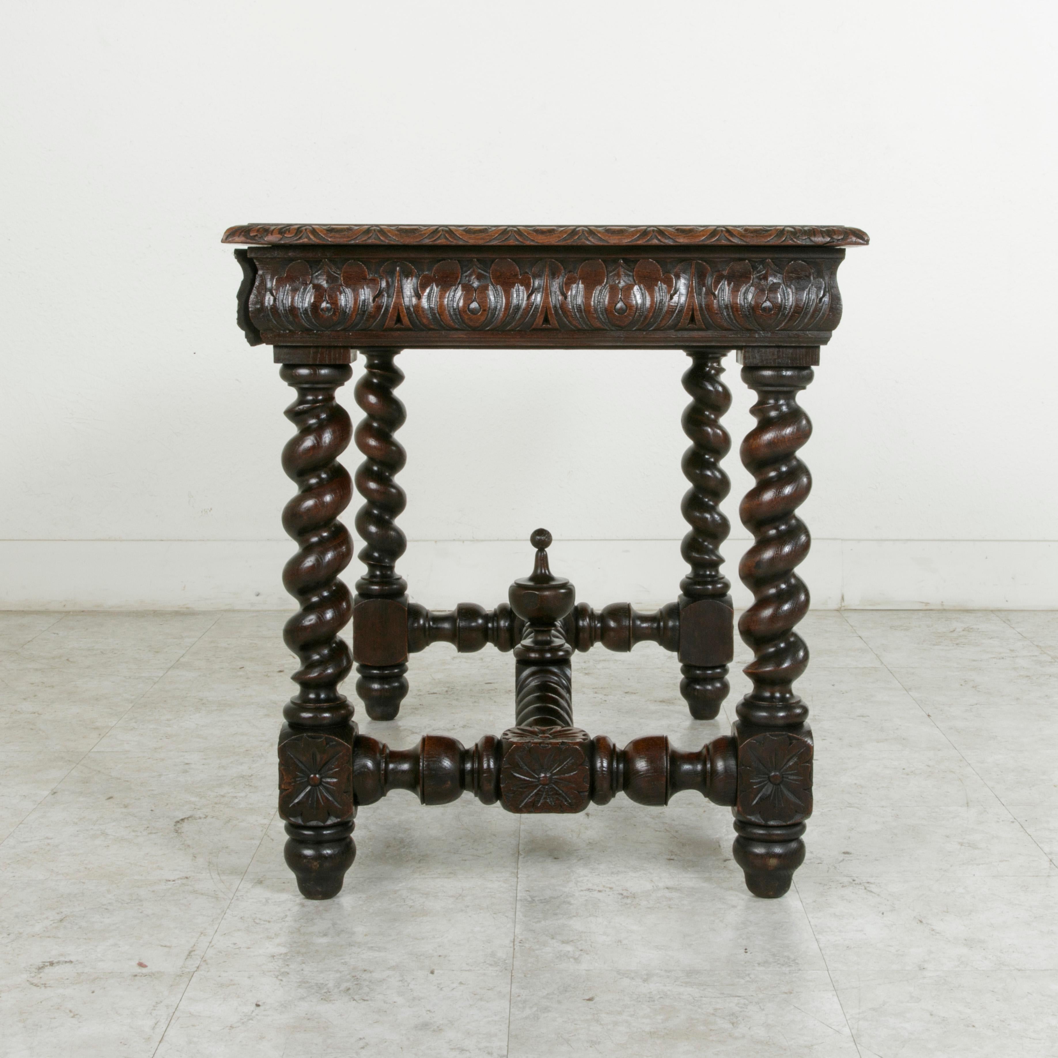 Late 19th Century French Louis XIII Style Hand-Carved Oak Desk with ...