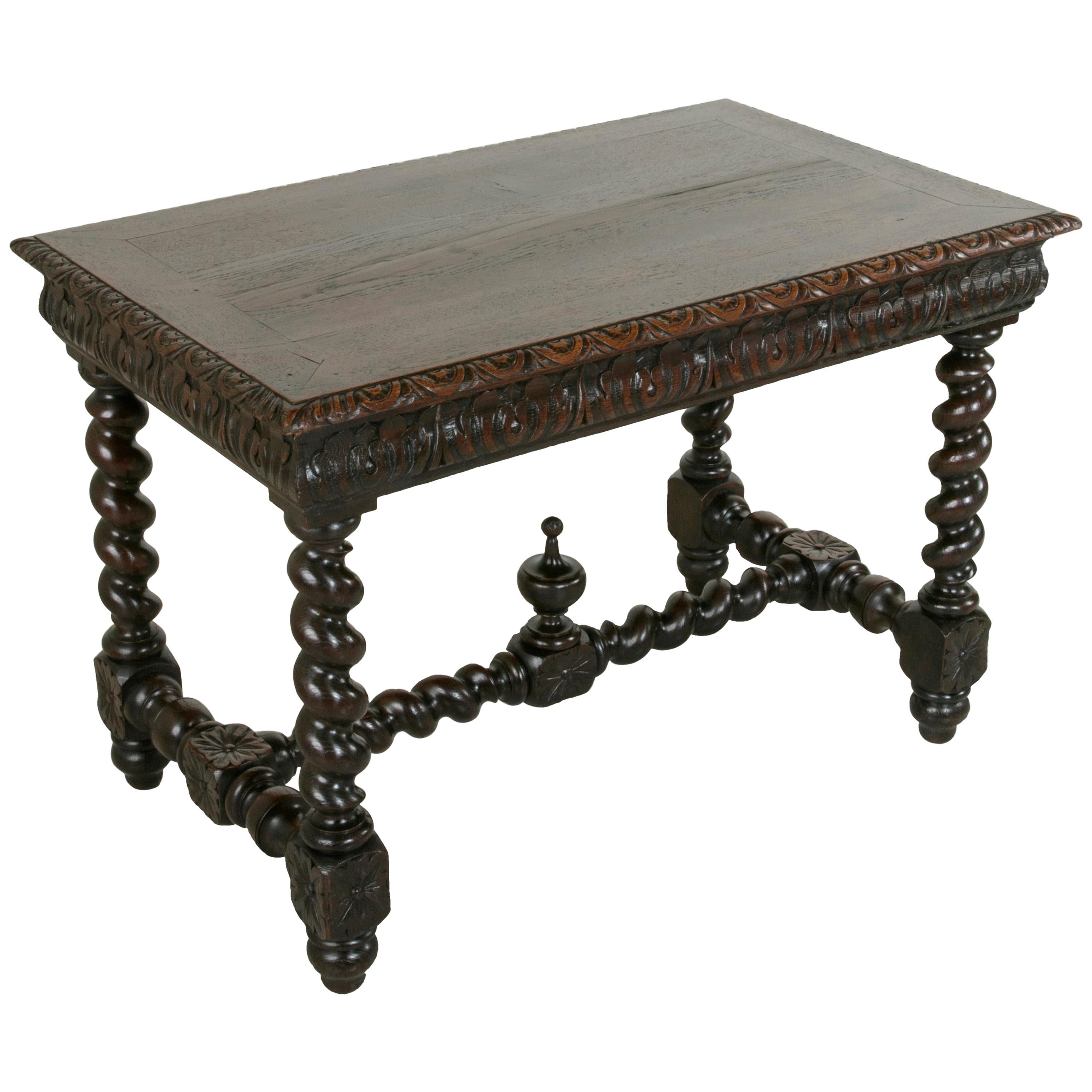 Late 19th Century French Louis XIII Style Hand-Carved Oak Desk with ...