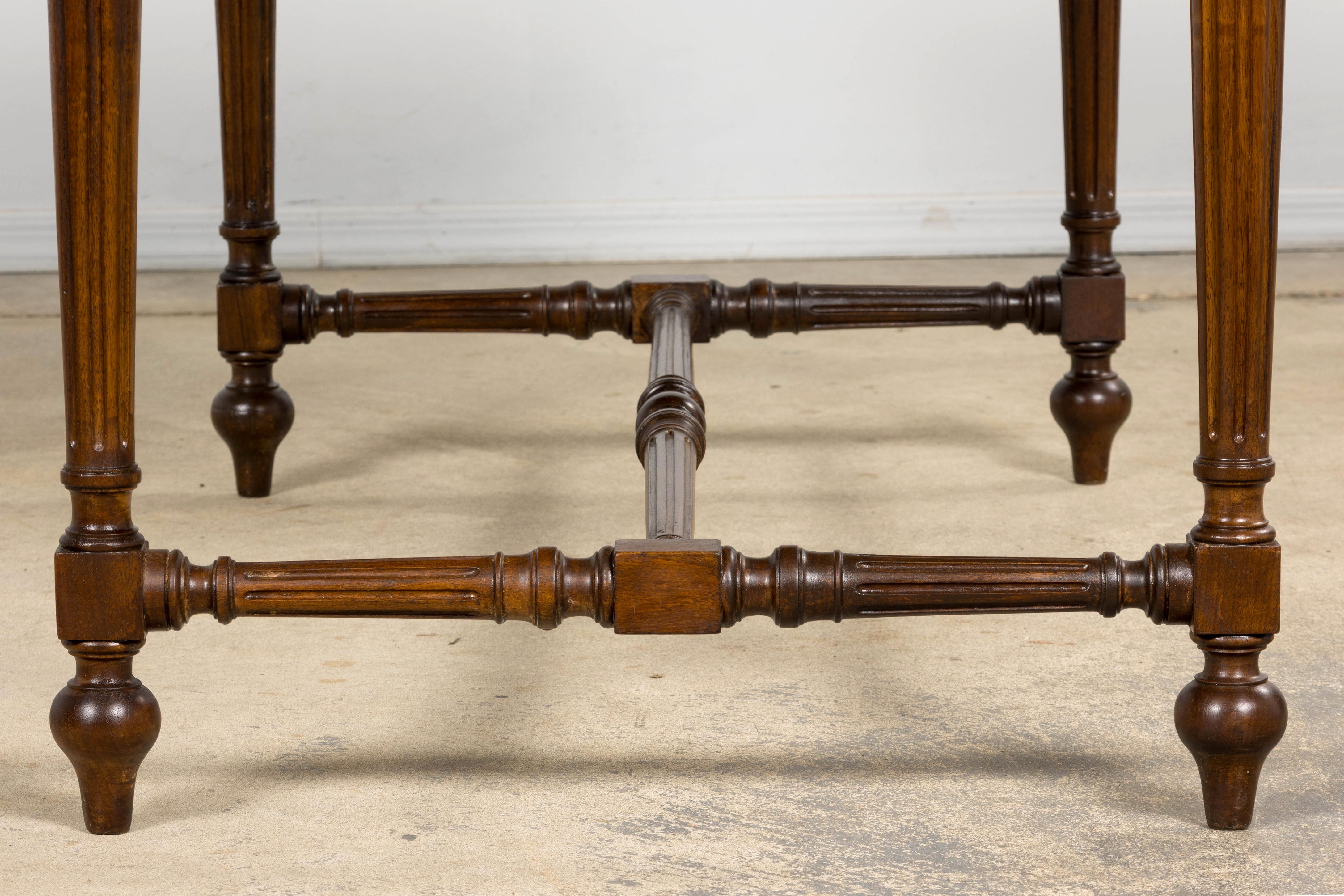 Late 19th Century French Louis XVI Style Walnut Writing Table with Side ...