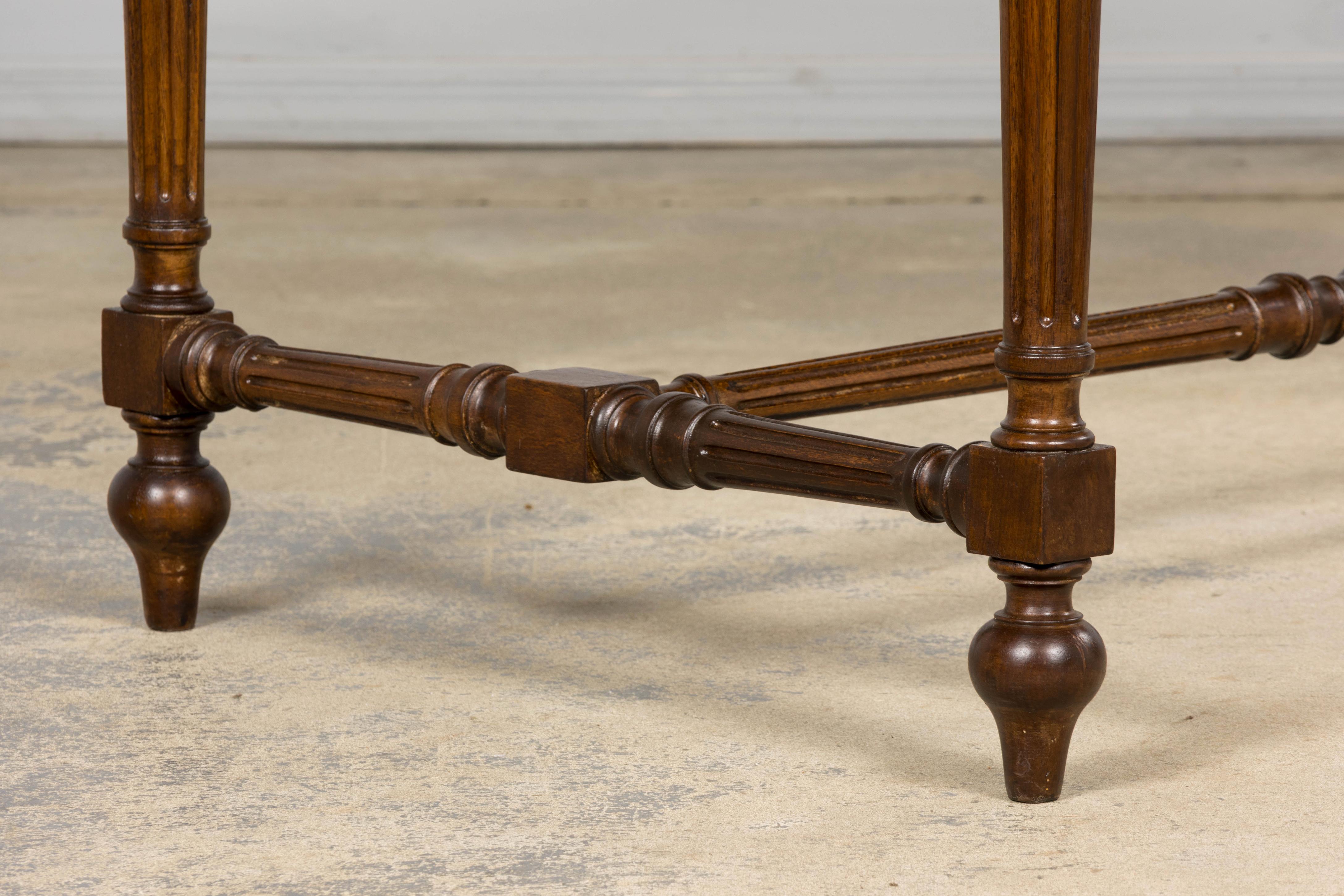 Late 19th Century French Louis XVI Style Walnut Writing Table with Side ...