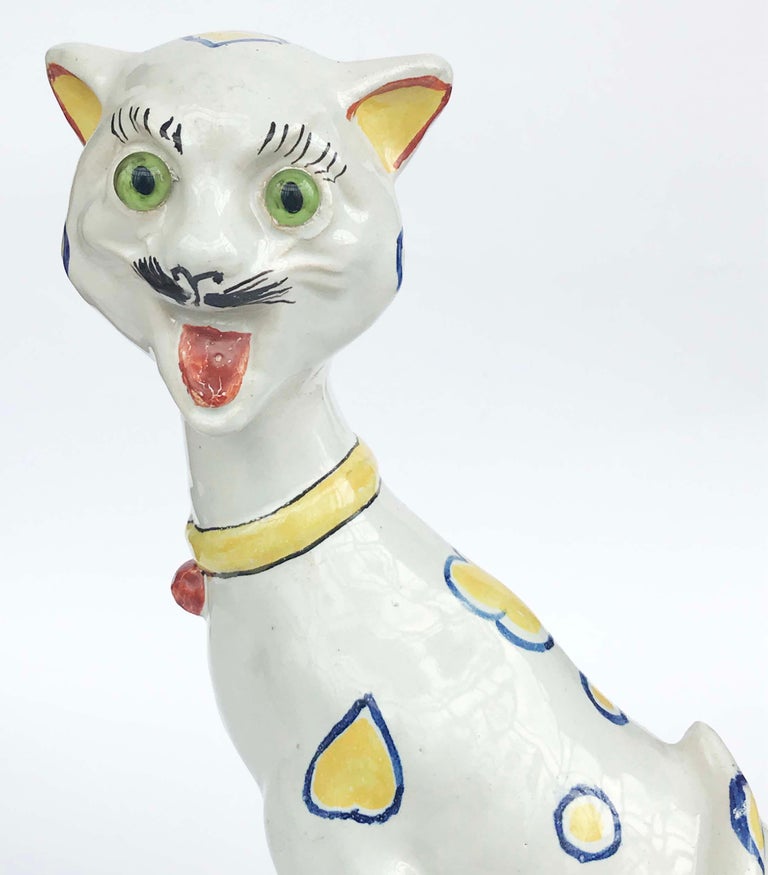 Late 19th Century French Mosanic Galle Style Faience Pottery Cat at 1stDibs