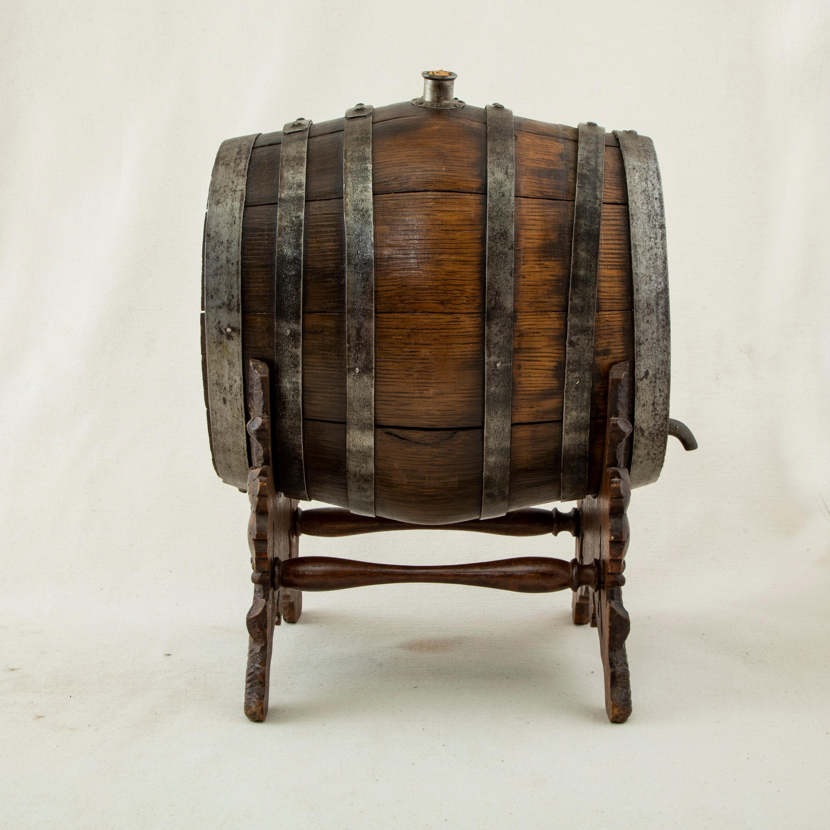 Late 19th Century French Oak and Iron Cognac Barrel Labeled Fine ...