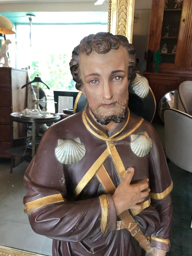 Late 19th Century French Painting Plaster Saint Roch Statue, 1884s at ...