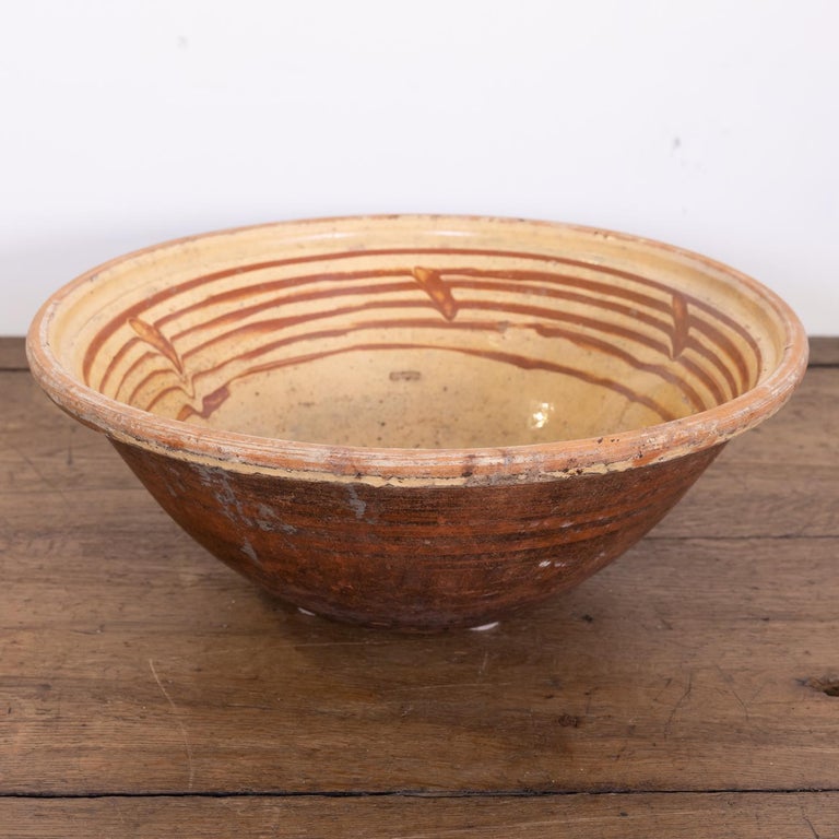 Late 19th Century French Pancheon or Dough Bowl with Light Mustard ...