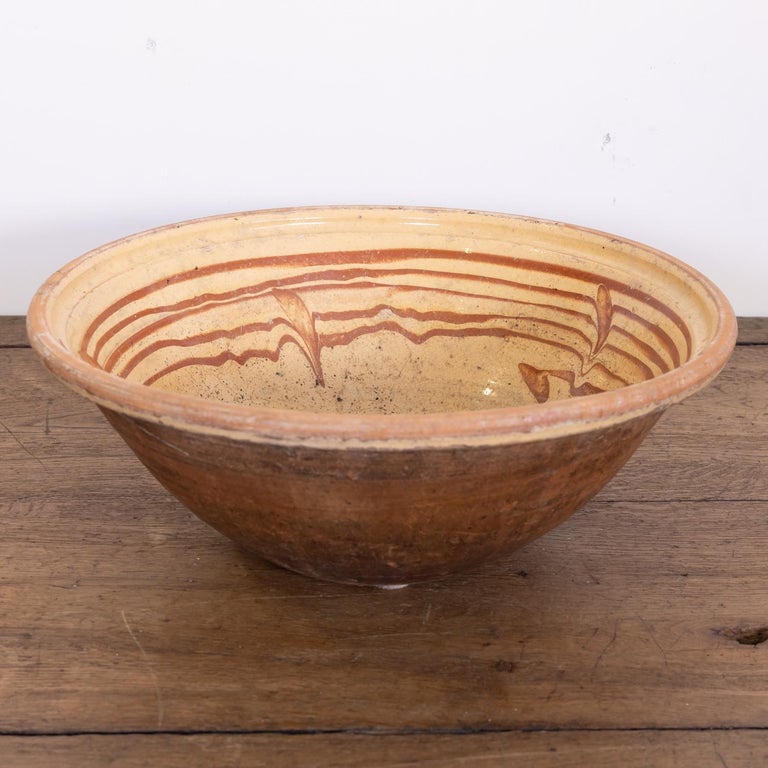 Late 19th Century French Pancheon or Dough Bowl with Light Mustard ...