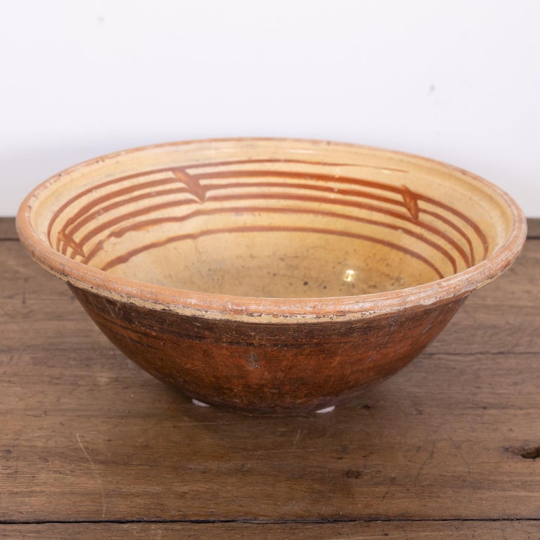 Late 19th Century French Pancheon or Dough Bowl with Light Mustard ...