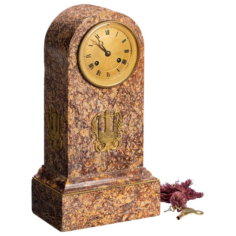 Late 19th Century French Pink Marble Mantle Clock at 1stDibs