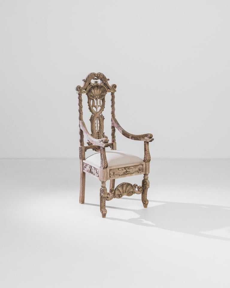 Late 19th Century French Rocaille Oak Armchair at 1stDibs