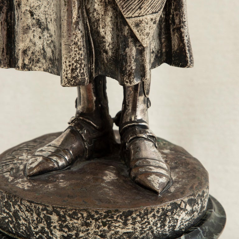 Late 19th Century French Silvered Bronze Knight Sculpture by Emmanuel ...