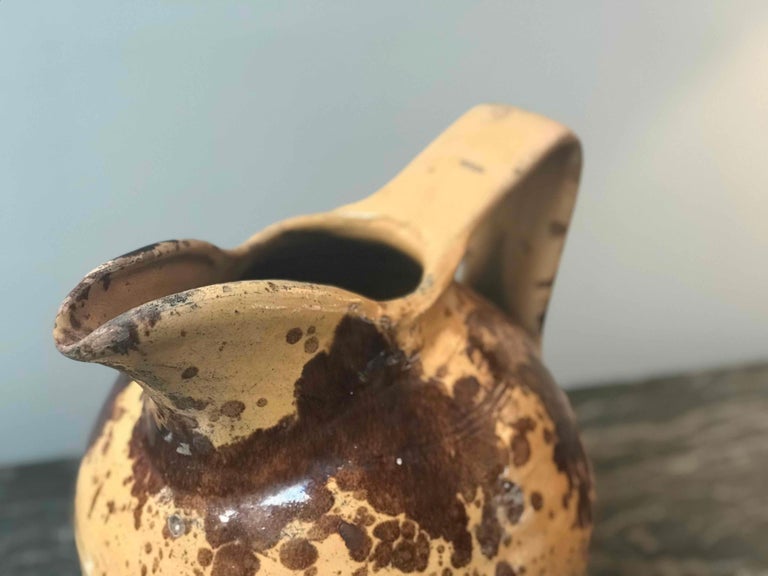 Late 19th Century Glazed Yellow and Brown Pitcher Pot from France For ...