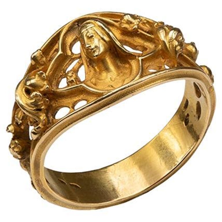 Late 19th-century Gold Ring with Head of the Virgin by Louis Wièse For ...