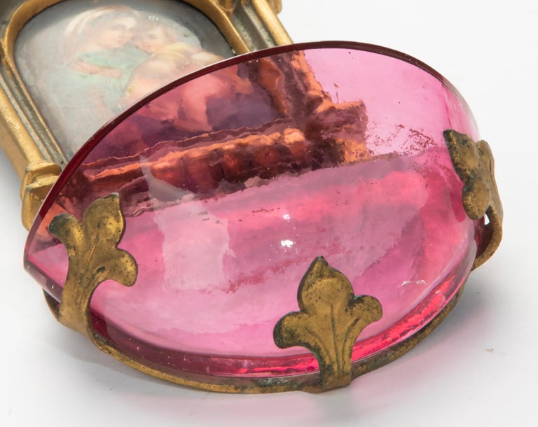 Late 19th Century Gothic Style Holy Water Font Painted Maria Jesus For ...