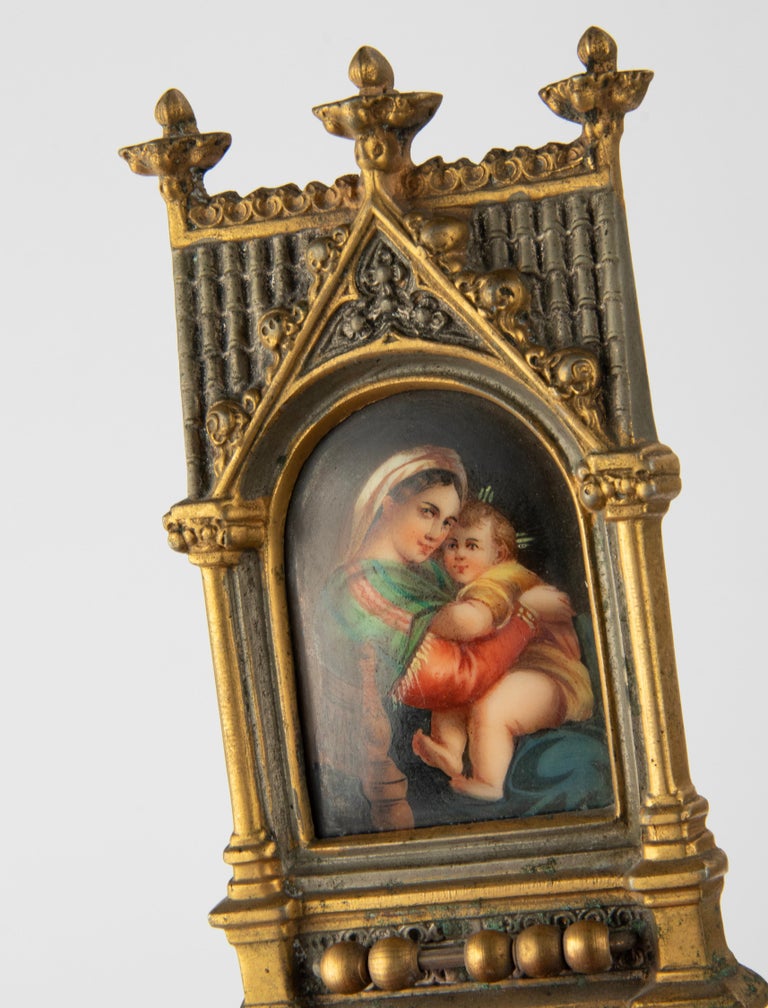 Late 19th Century Gothic Style Holy Water Font Painted Maria Jesus For ...