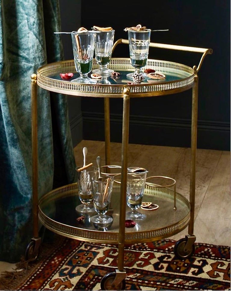 Late 19th Century Hand Blown Absinthe Glasses and Sugar Spoons, a 12 ...