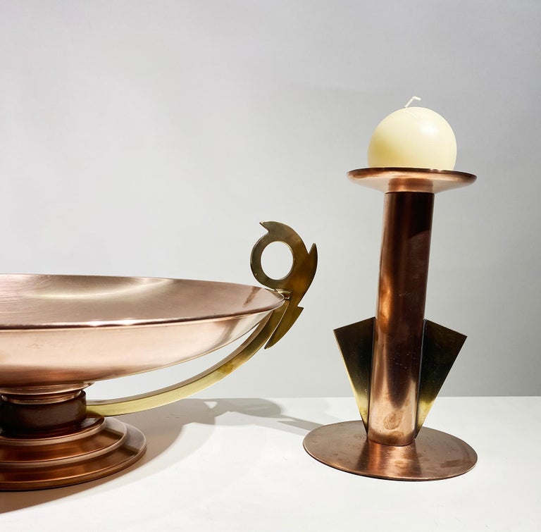 Late 19th Century Hand-Hammered Copper Tray with Candle Holders For ...